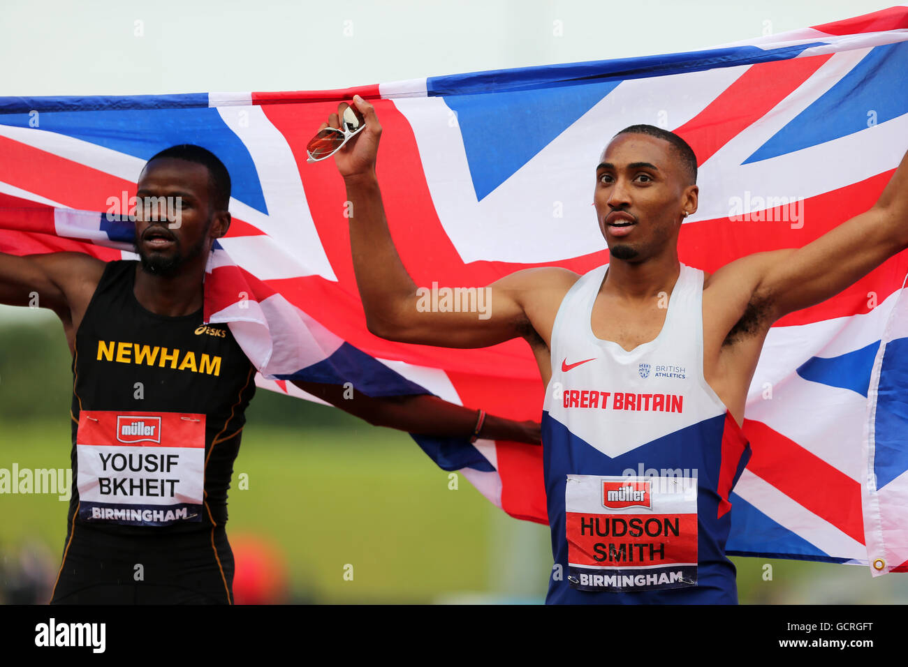 Matthew HUDSON-SMITH & Rabah YOUSIF BKHEIT draped in the Union Jack ...