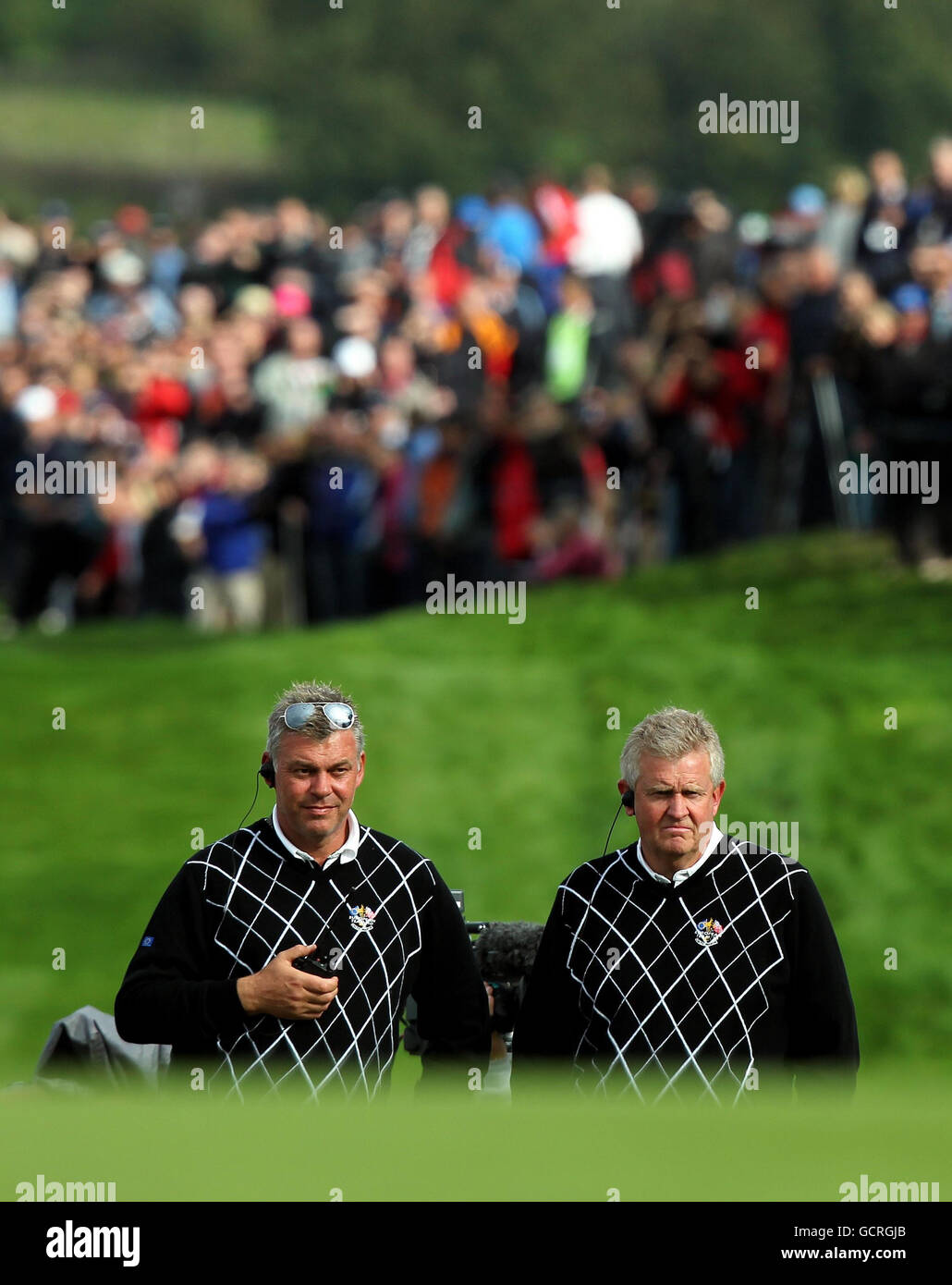European captain Colin Montgomerie (right) and vice captain Darren ...