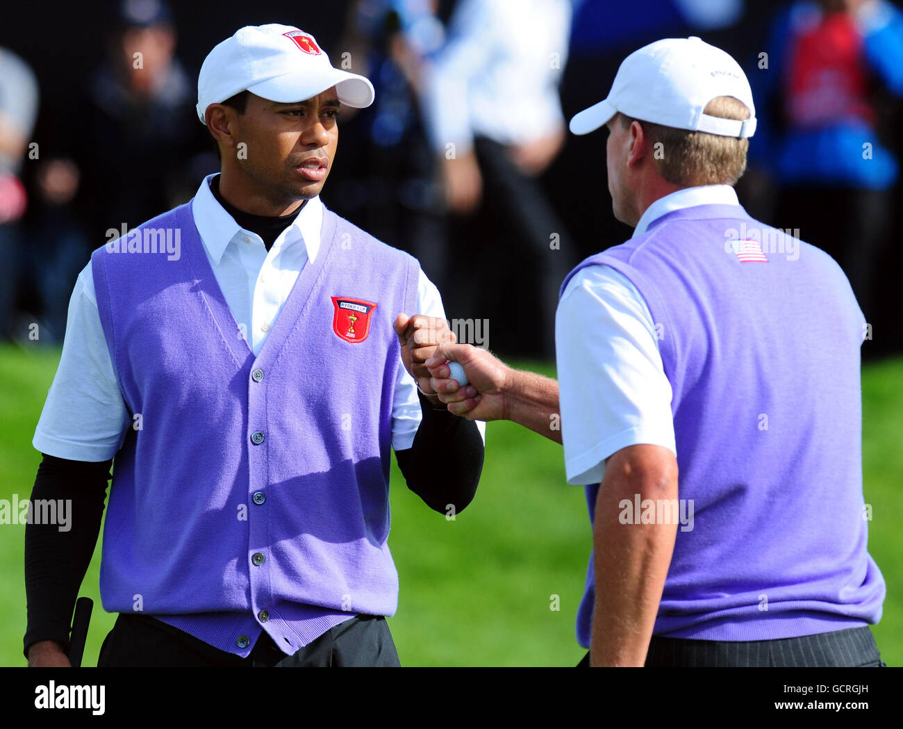 USA's Tiger Woods and Steve Stricker foursome match during the Ryder ...
