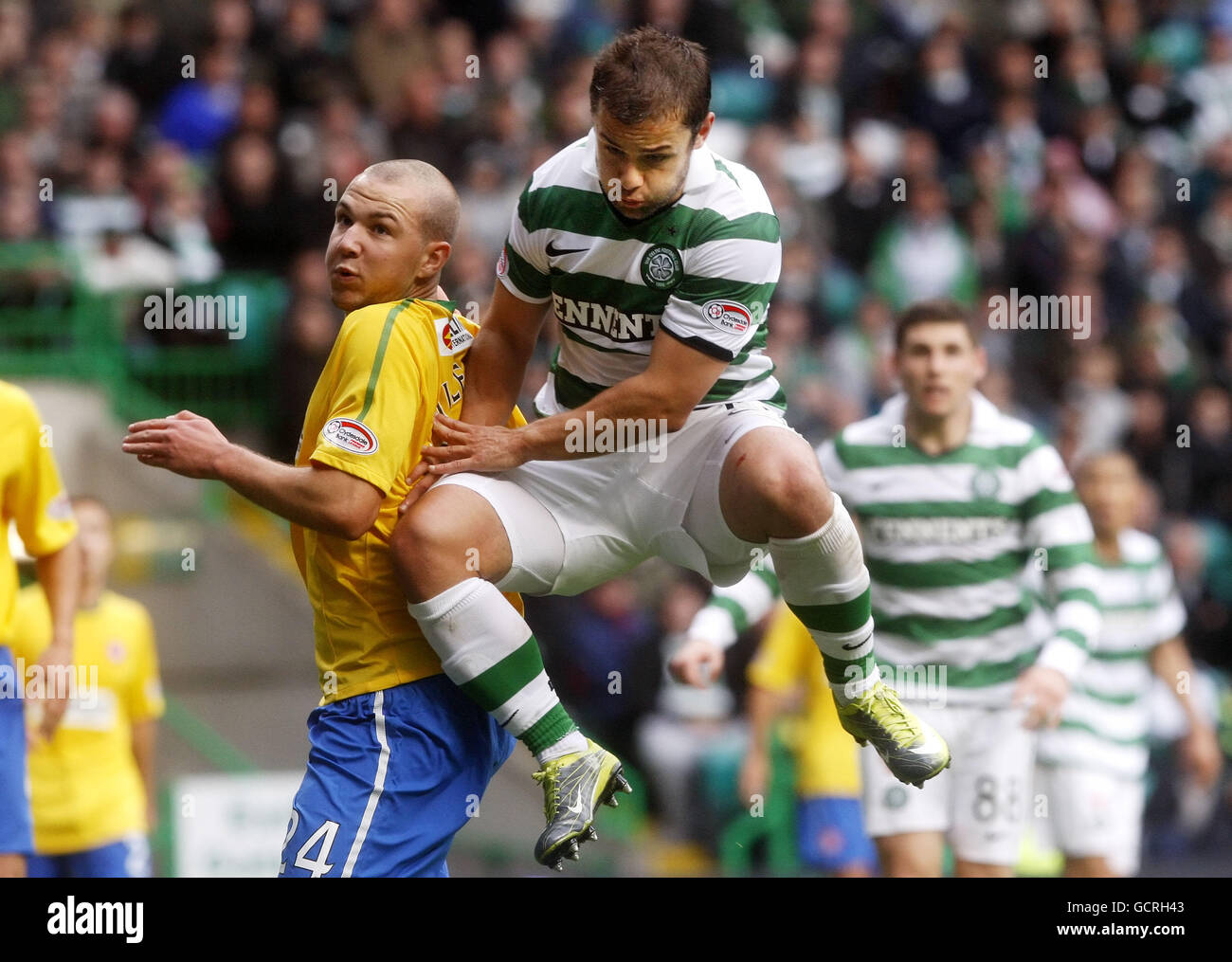 Celtic's Shaun Maloney (right) and Hamilton's Grant Gillespie during ...