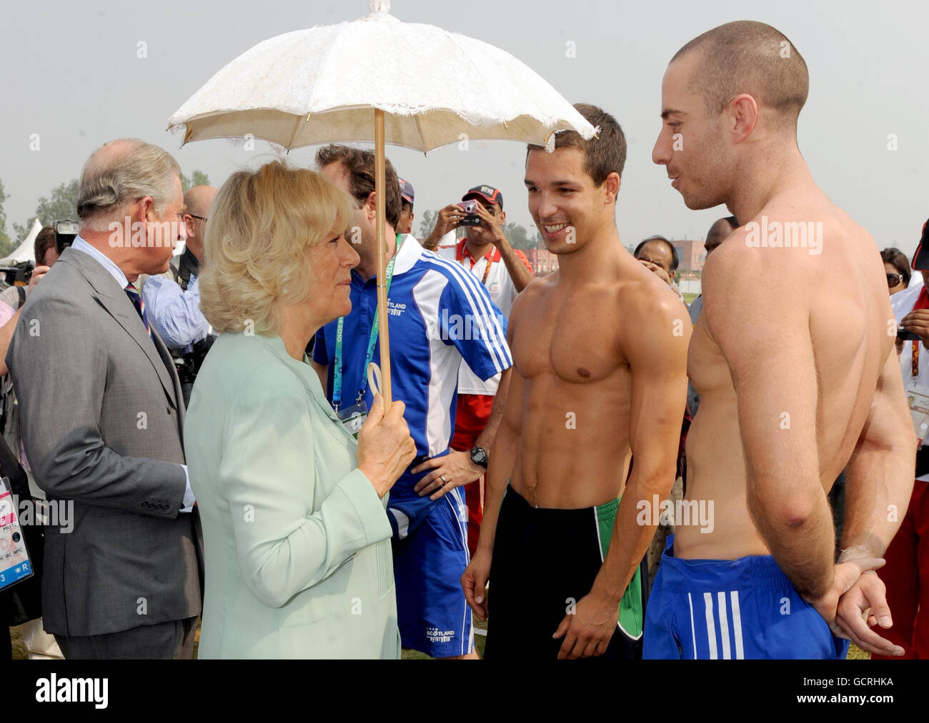 Duchess of Cornwall speaks with Tom Reynolds (left) from Northern ...