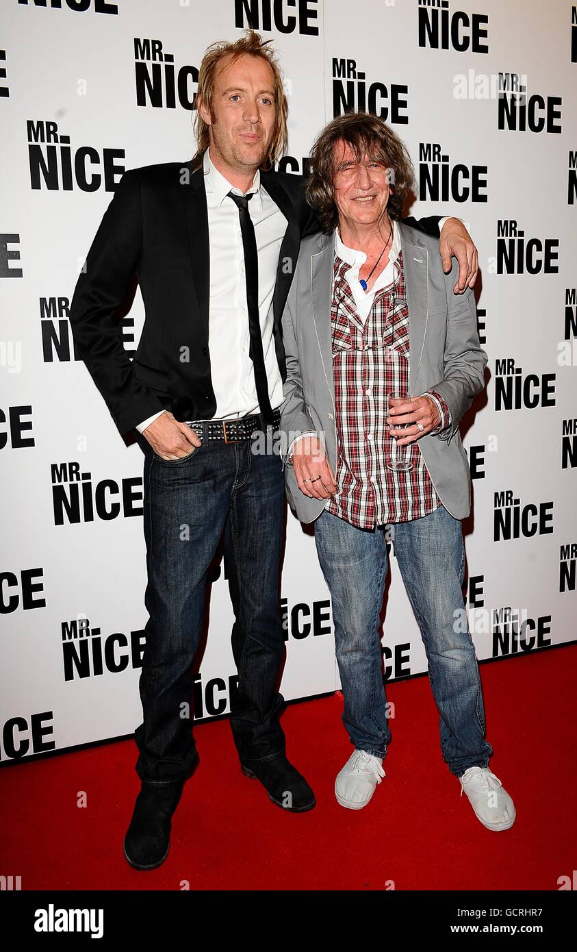 Rhys Ifans (left) and Howard Marks arriving for the Mr Nice UK Premiere ...