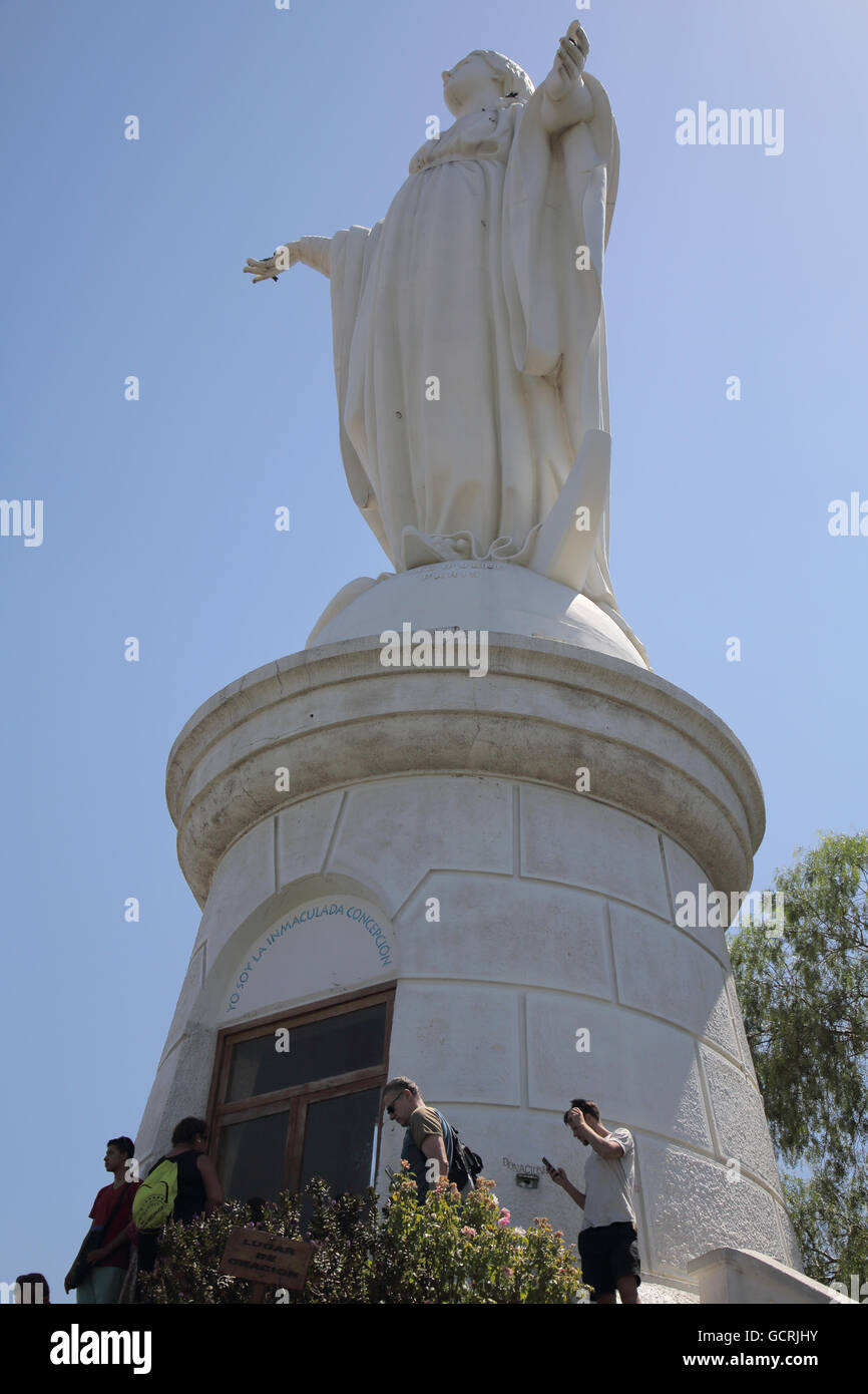 statue of immaculate conception on san cristobal hill santiago chile Stock Photo - Alamy