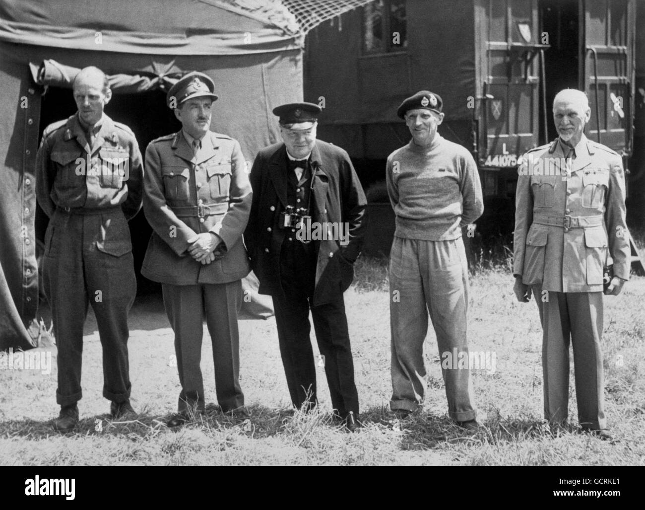 Left to right, Lt Gen Miles Dempsey; Field Marshall Sir Alan Brooke ...
