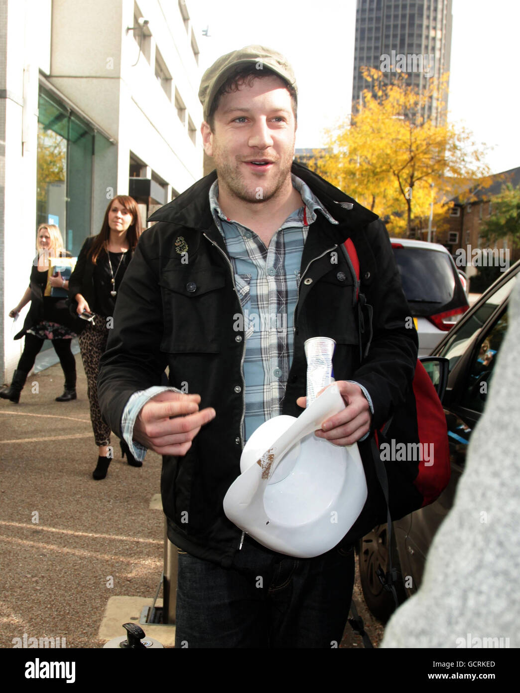 X Factor contestant, solo singer Matt Cardle leaving a press conference ...