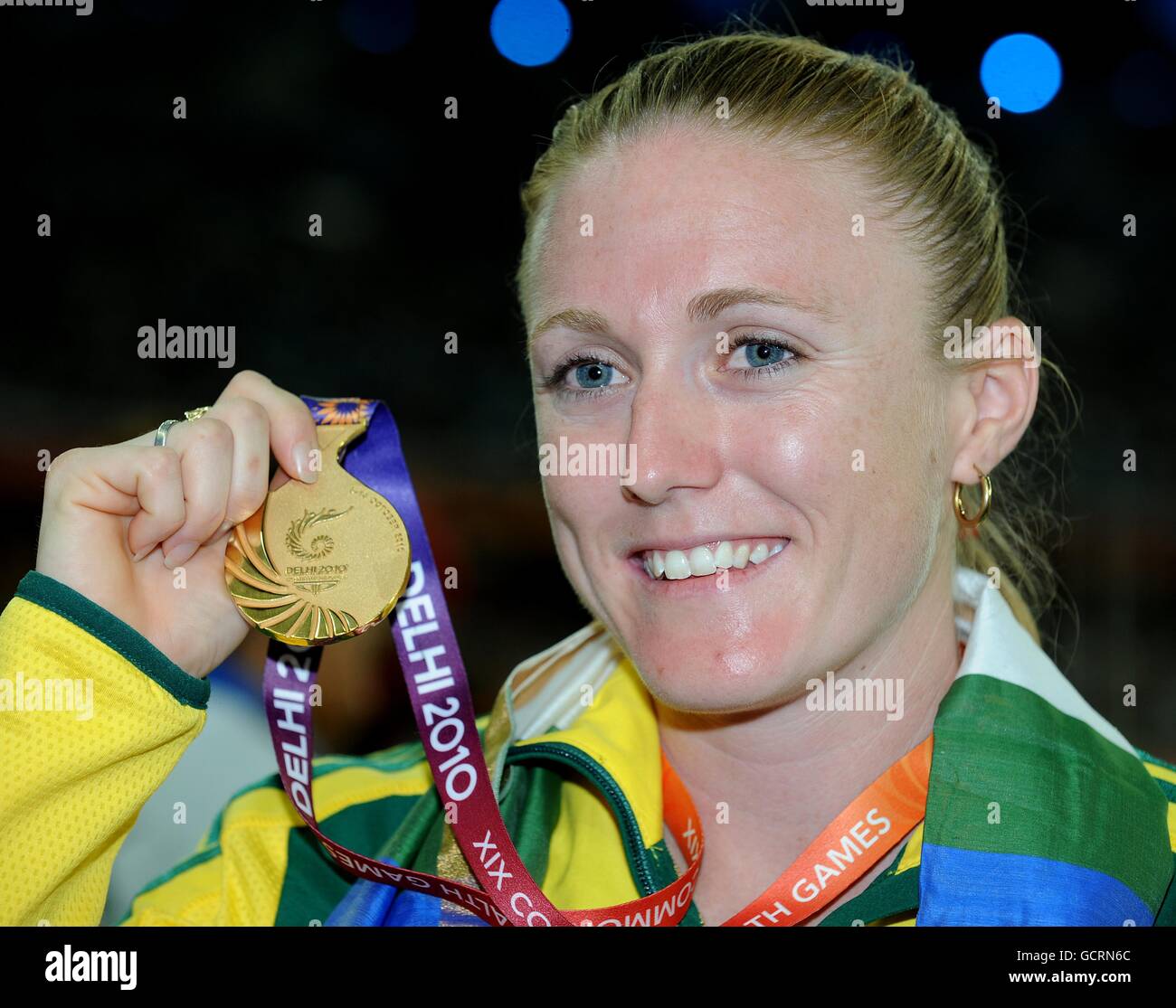 Australia's Sally Pearson with her gold medal after winning the 100m ...