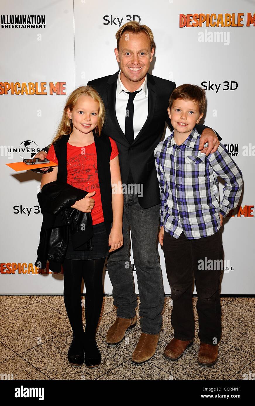 Jason Donovan with his two children Zach (far right) and Jemma arriving ...