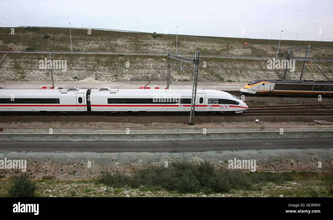 Channel Tunnel train testing Stock Photo - Alamy