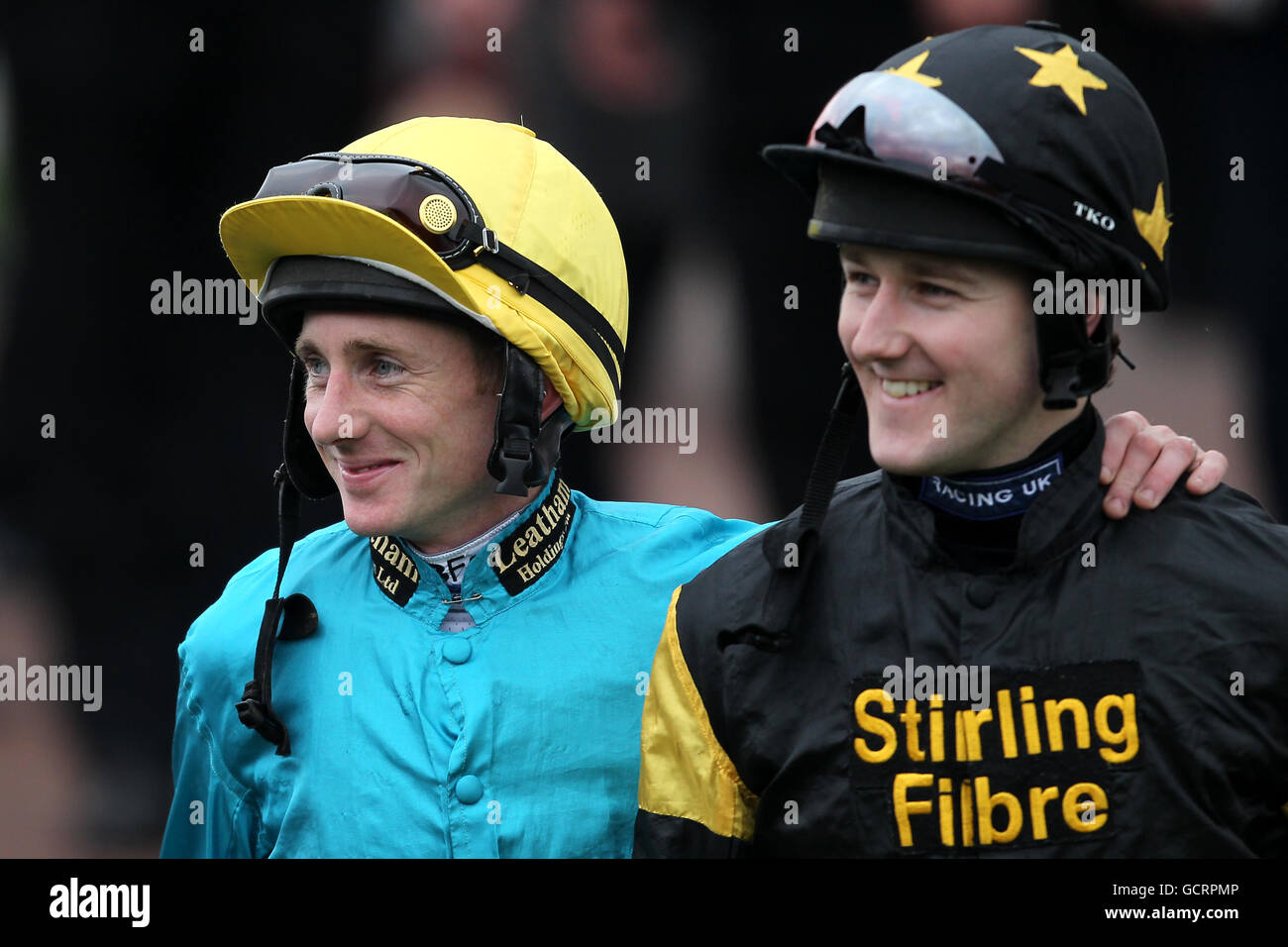 Jockey Paul Hanagan (l) and Tom Queally prior to the Coral Sprint ...