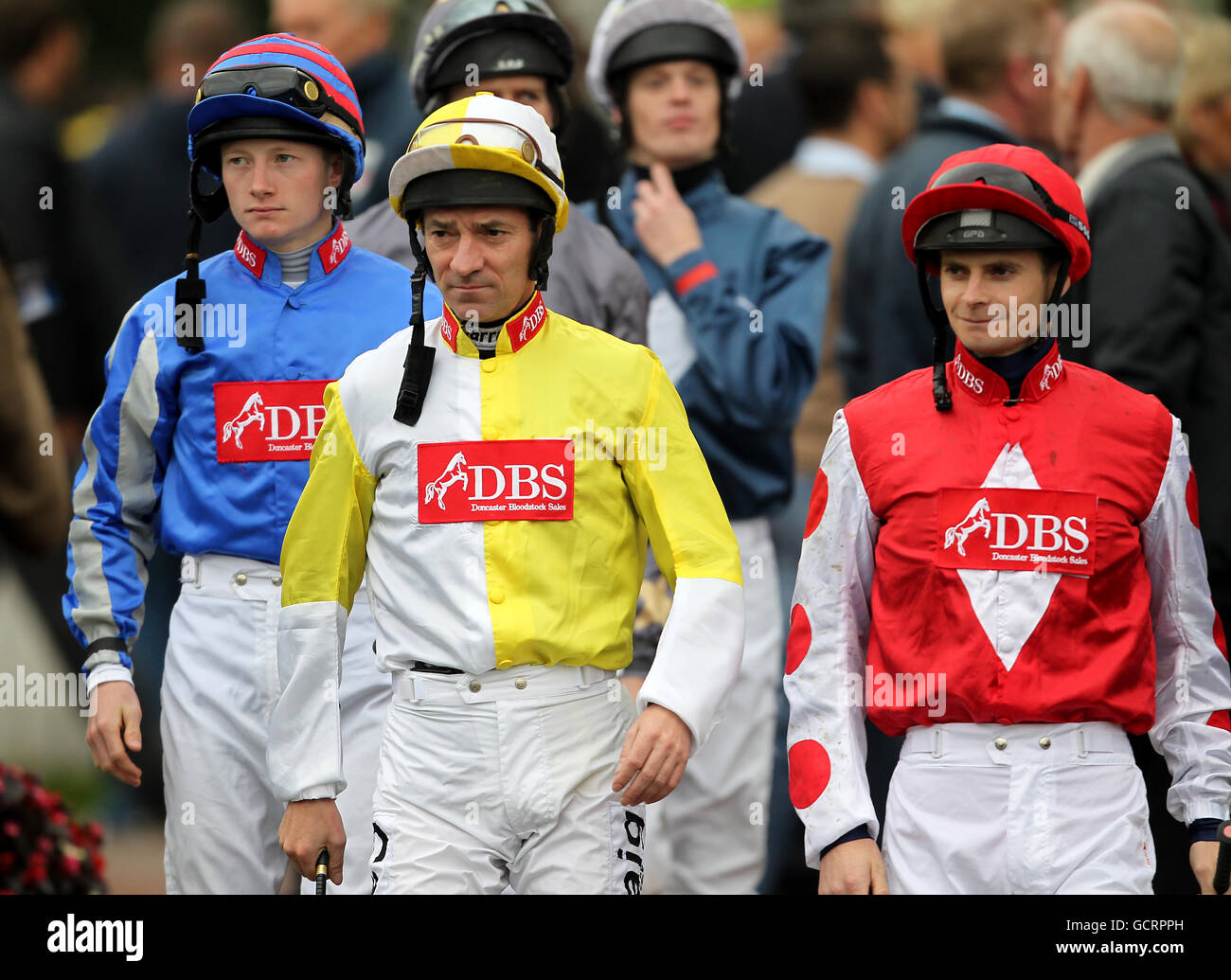 L-R: Jockey William Carson, Michael Hills and Denis Sweeney prior to ...