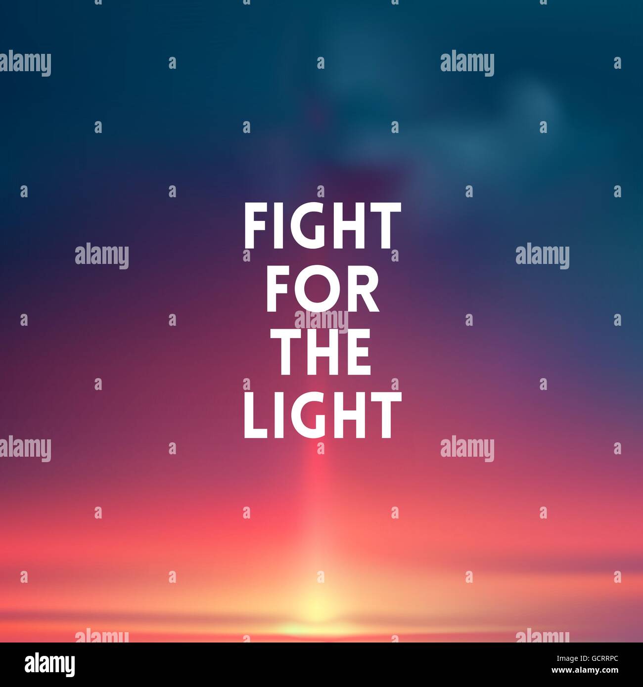 square blurred background - sunset colors With motivating quote Stock ...