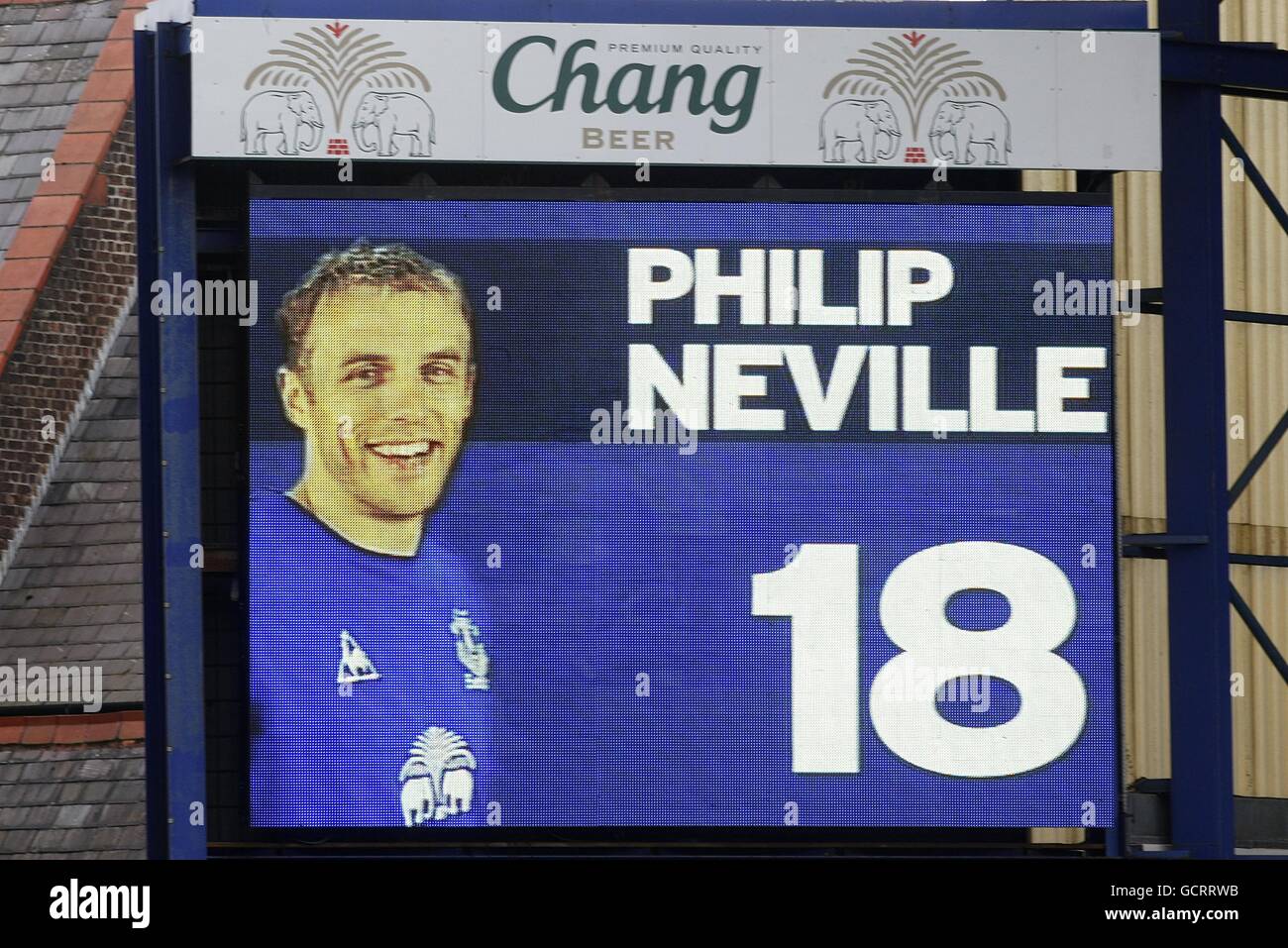 Phil Neville as his name is read out prior to kick off Stock Photo - Alamy