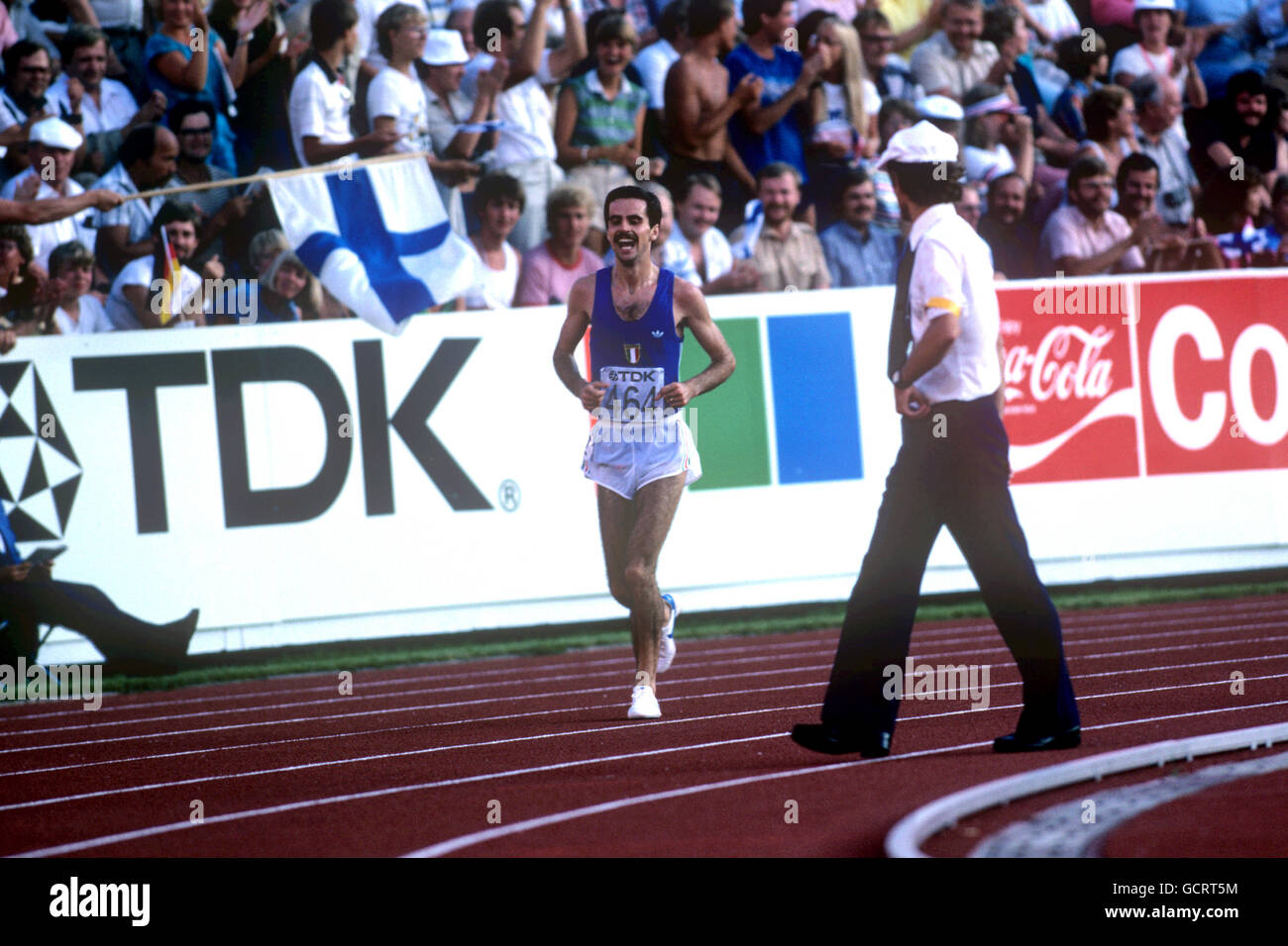 Italys alberto cova celebrates after winning the gold medal hi-res ...