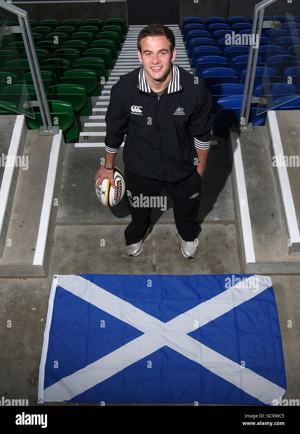 Scotland rugbyu glasgow full length eye contact smiling saltire flag hi ...