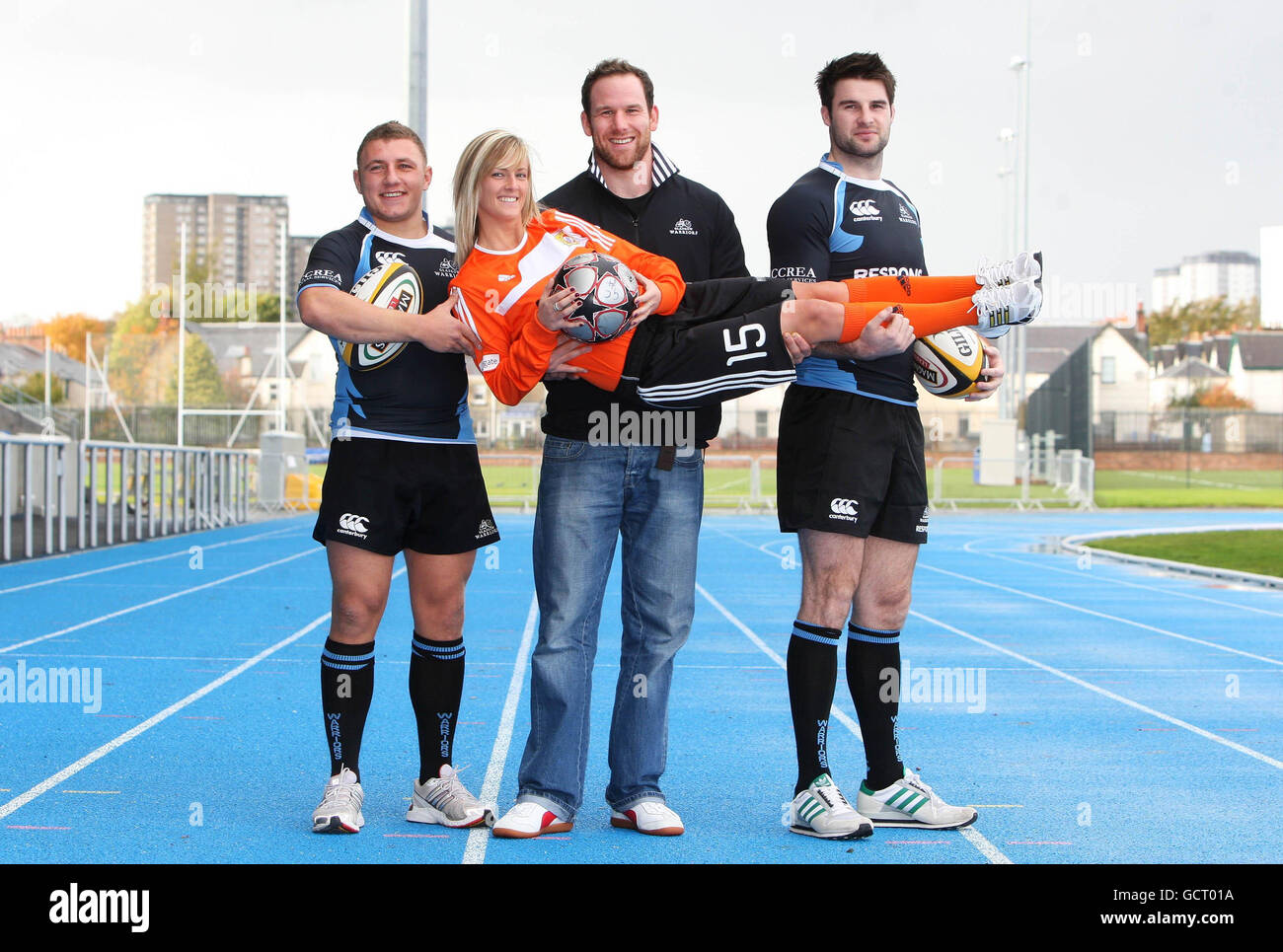 Glasgow Warrior's (left to right) Duncan Weir, Graeme Morrison and ...