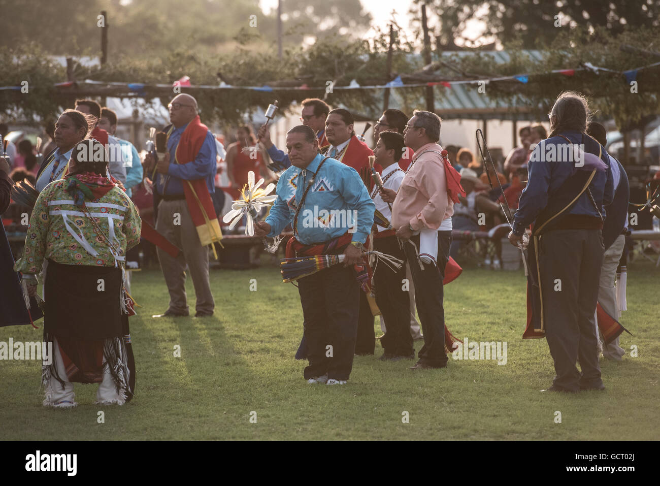 Kiowa gourd dancers at gourd dance pow-wow in Carnegie, Oklahoma Stock ...
