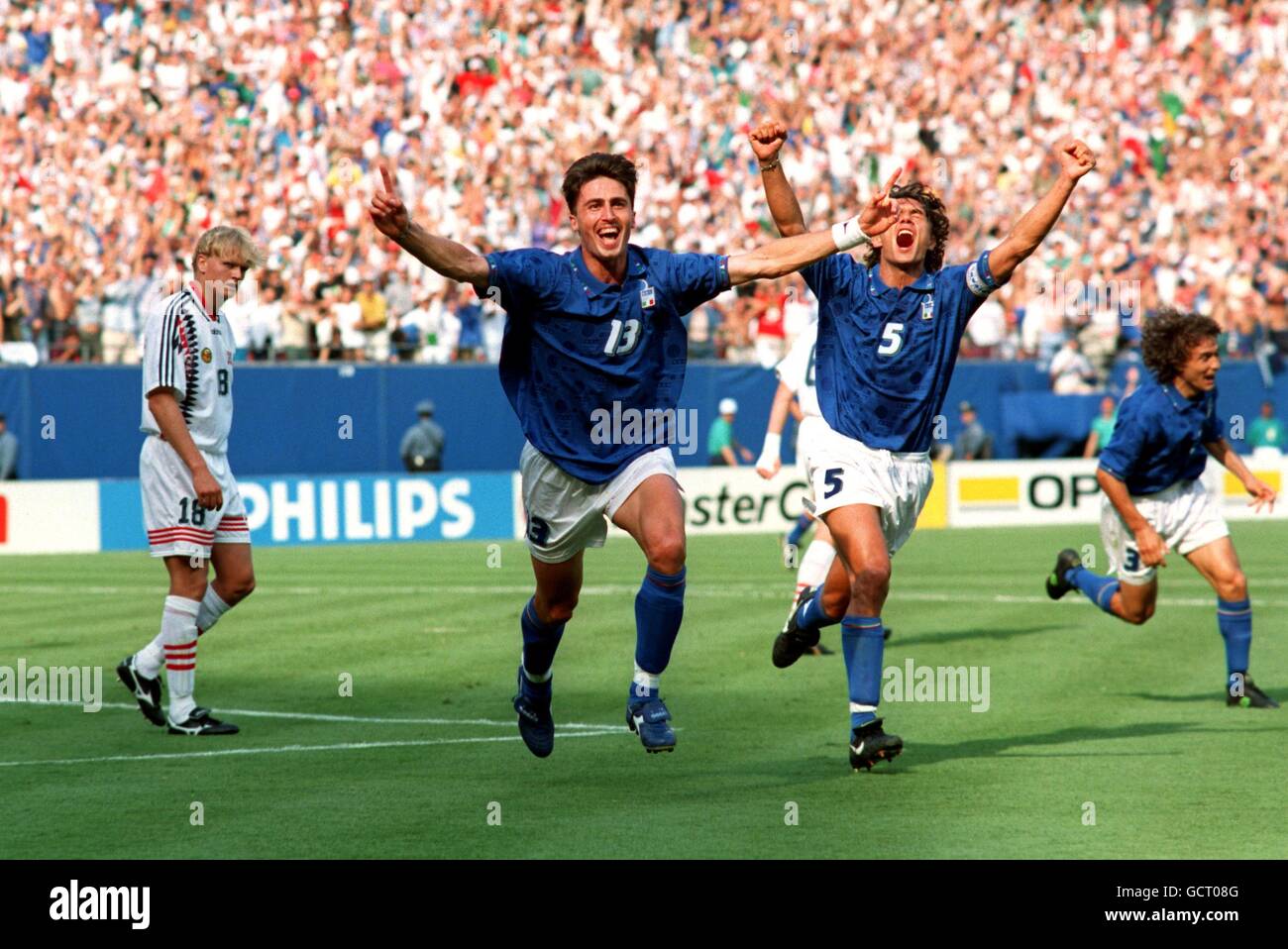 WORLD CUP SOCCER. Dino Baggio, Italy, celebrates goal against Norway ...