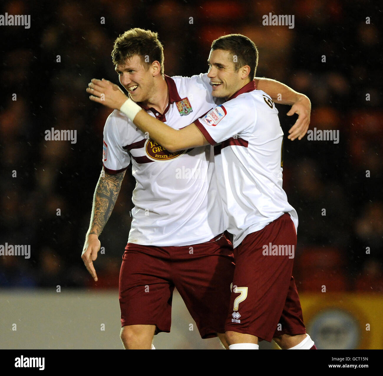 Dean Beckwith (left) celebrates with Ryan Gilligan (right) after ...