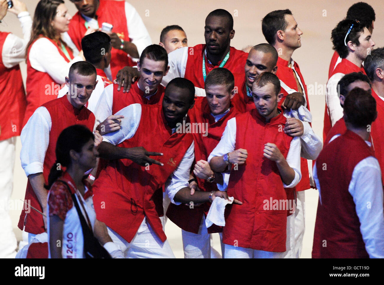 England team members pose for photographs during the 2010 Commonwealth ...
