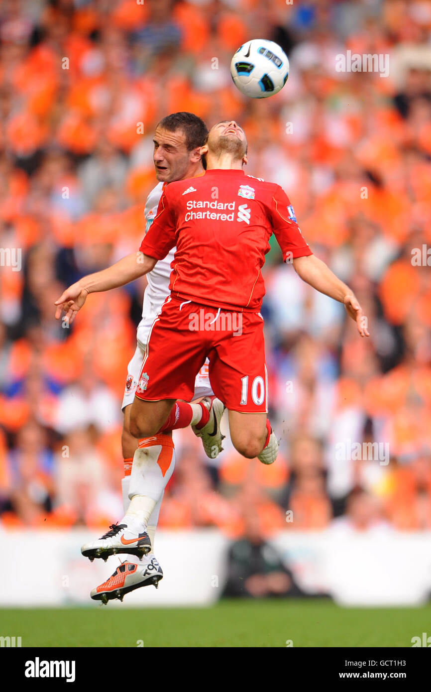 Liverpools joe cole blackpools neal eardley hi-res stock photography ...
