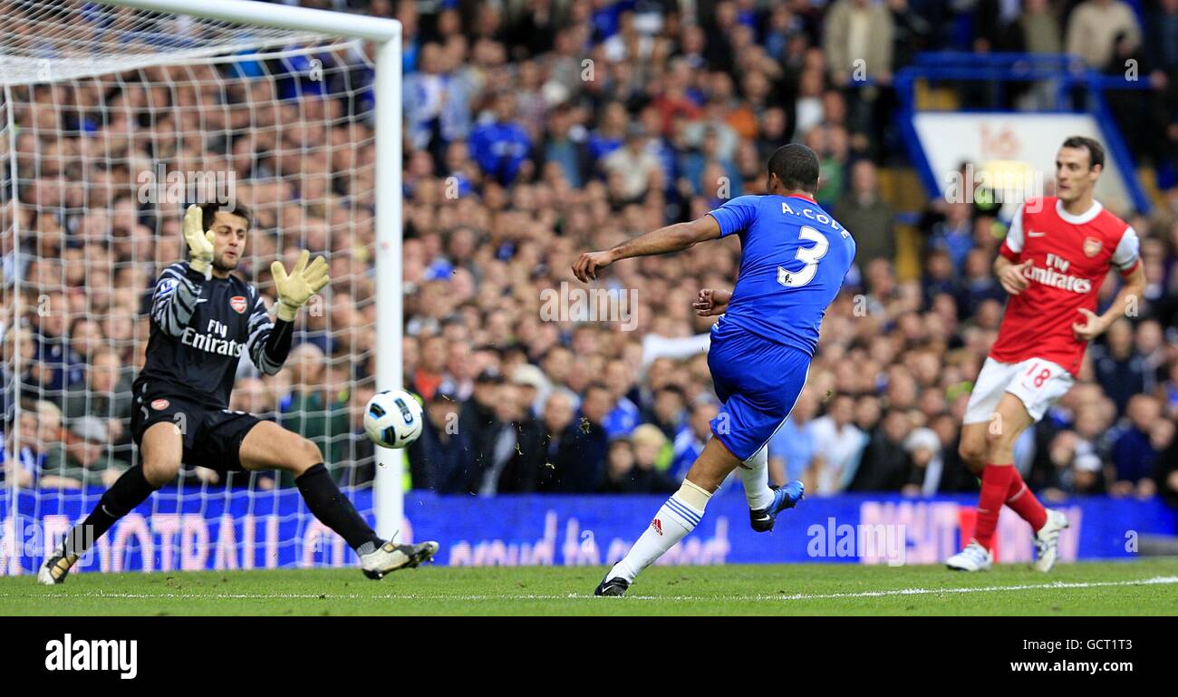 Chelsea's Ashley Cole scores but the goal is disallowed for offside ...