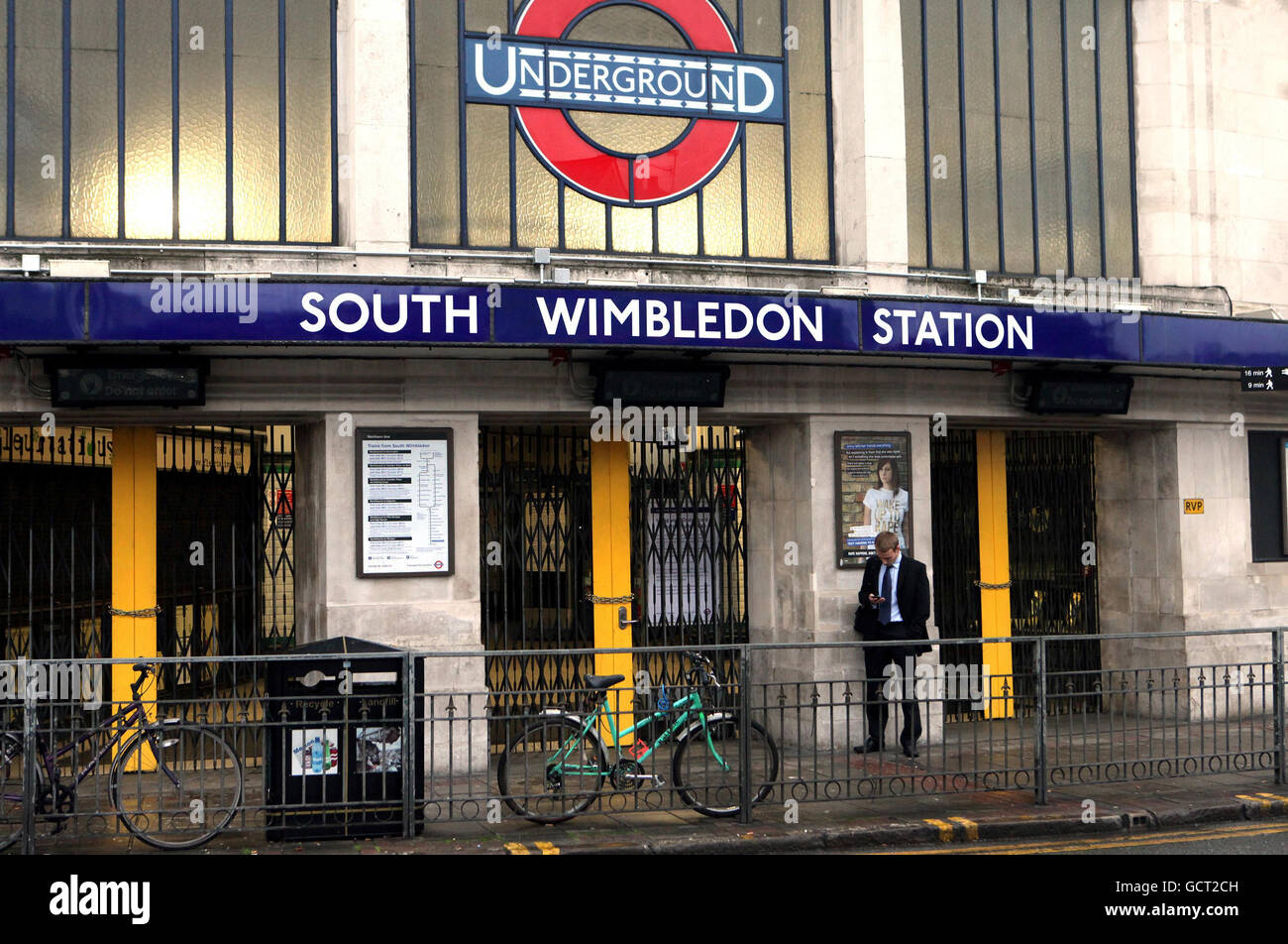 A general view of a closed South Wimbledon tube station in south west ...