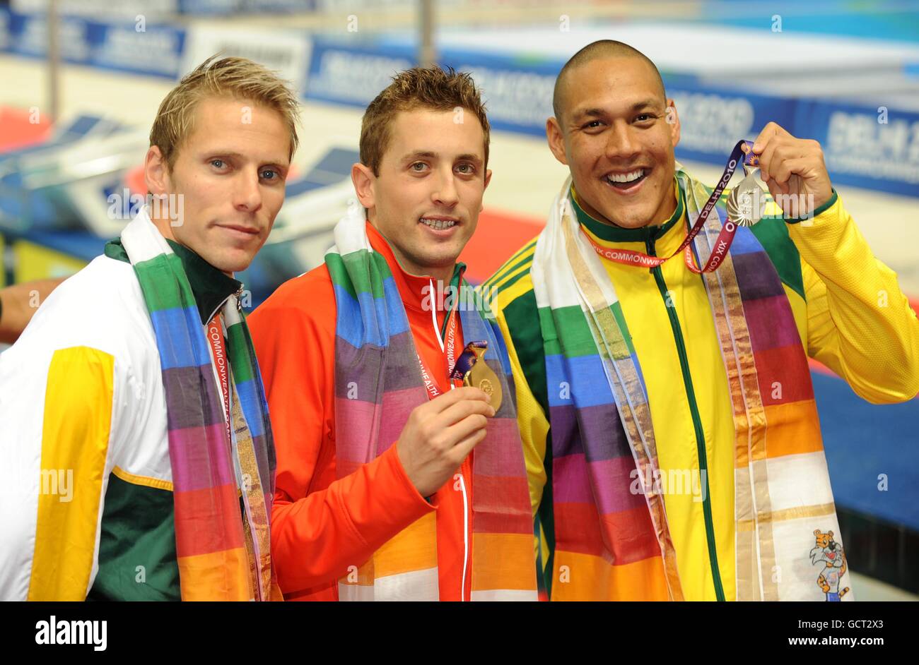 Kenya's gold medalist Jason Dunford (centre) with Australian Silver ...