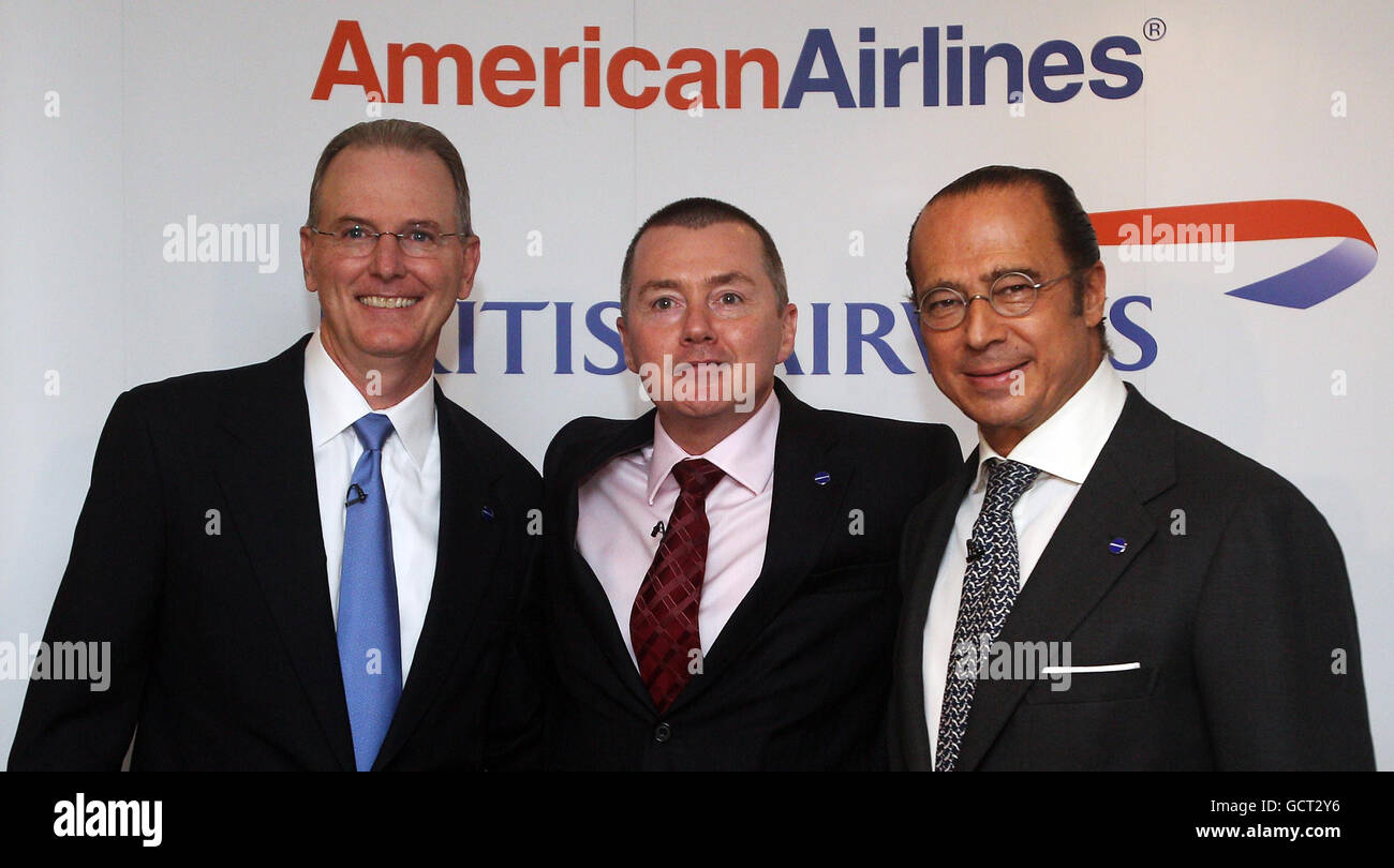 (from left) American Airlines CEO Gerard Arpey, British Airways CEO ...