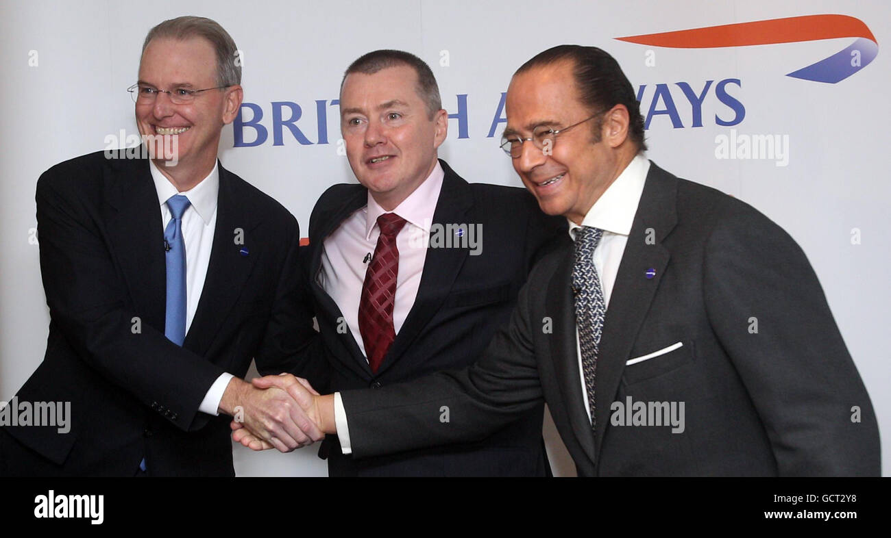 (from left) American Airlines CEO Gerard Arpey, British Airways CEO ...