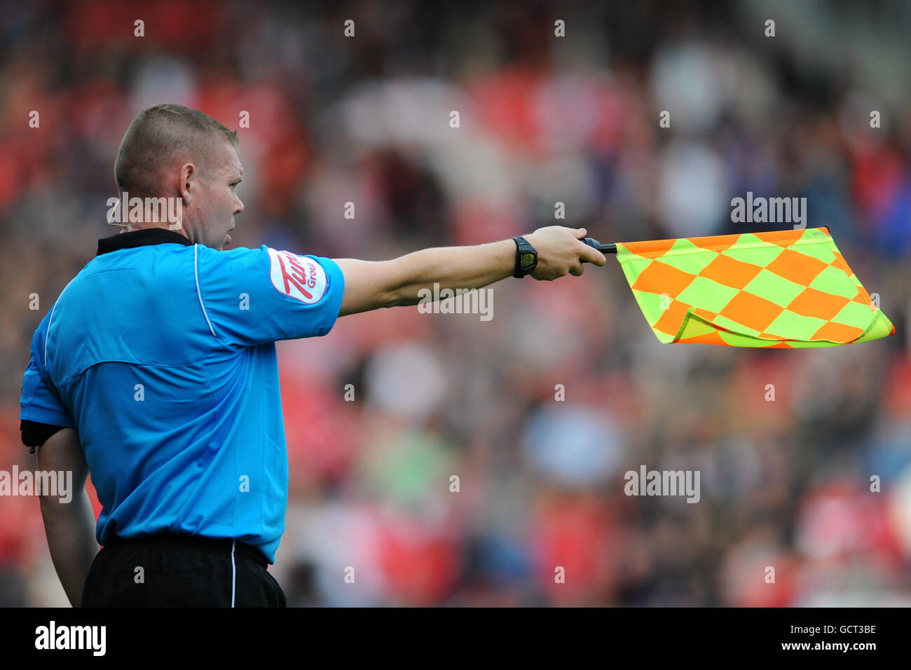 The referees assistant signals offside hi-res stock photography and ...