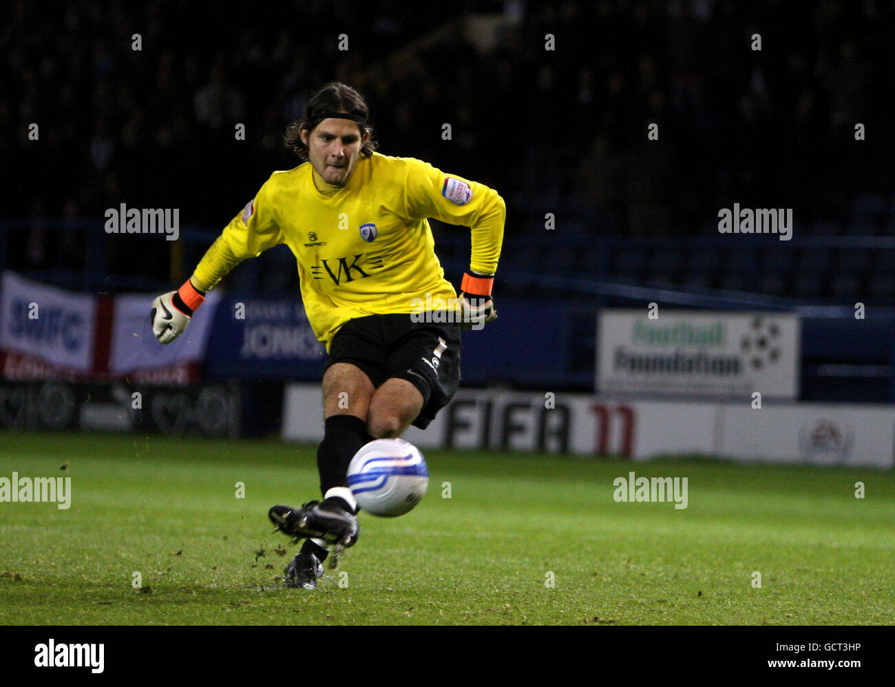 Chesterfield's goalkeeper Tommy Lee misses the final penalty kick in ...