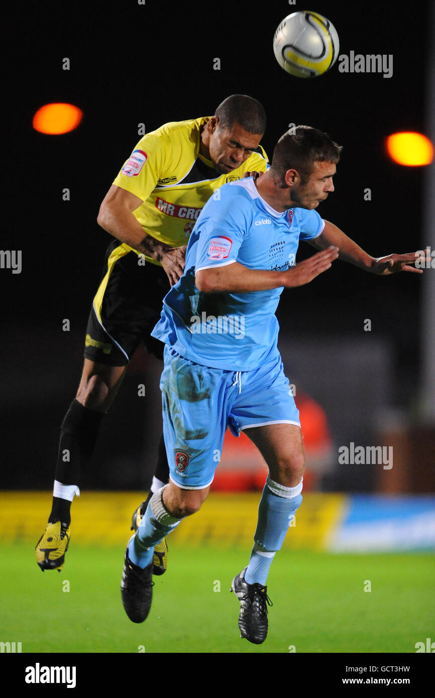 Burton Albion's Nathan Stanton and Rotherham United's Tom Pope Stock ...