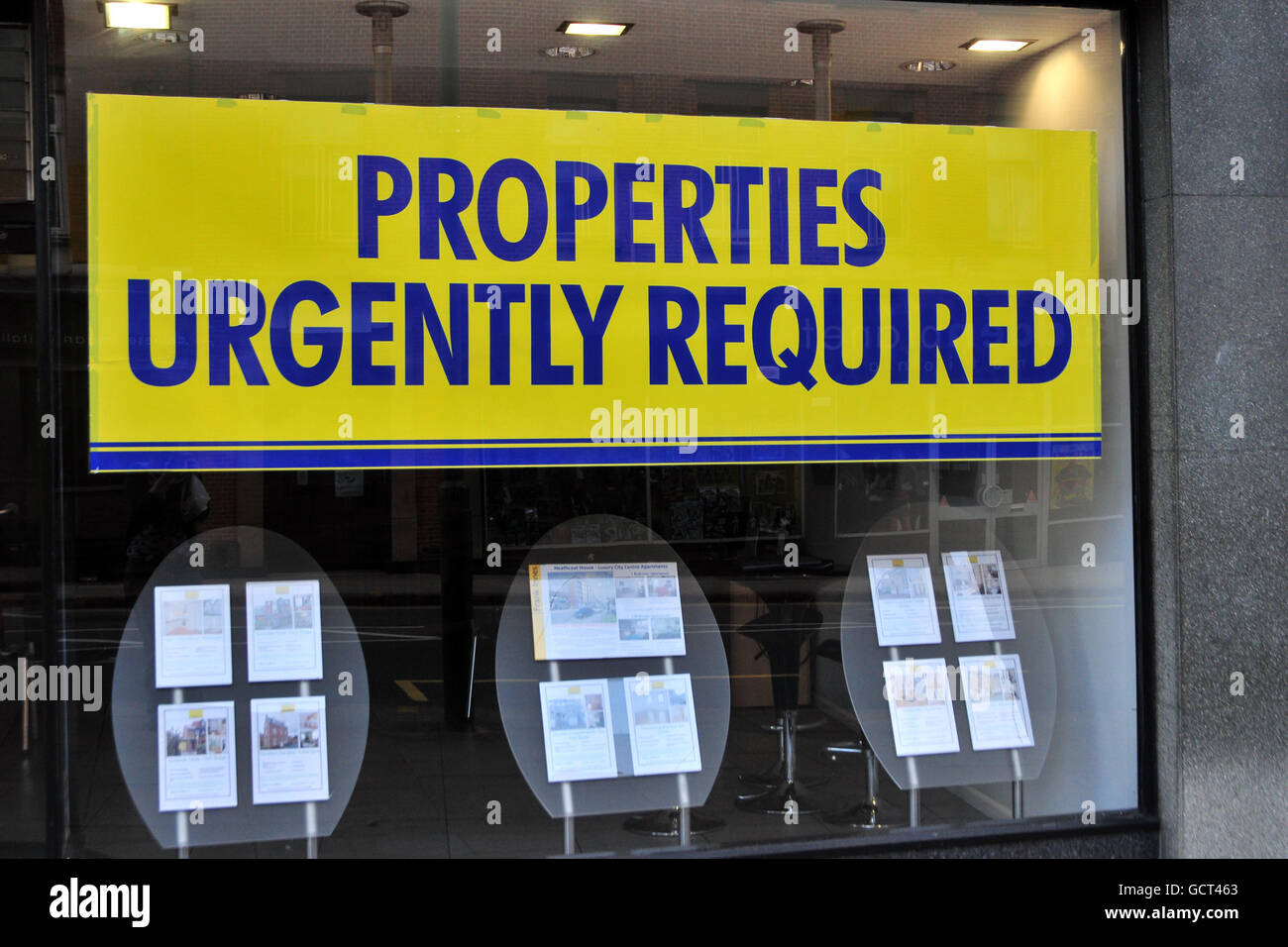 General view of a sign asking for more properties for an estate agent ...
