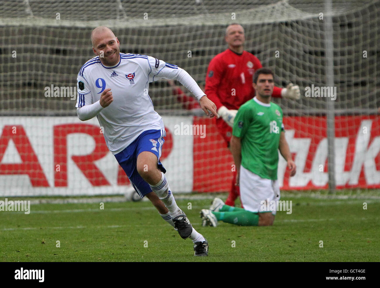 Faroe Islands' Christian Holst celebrates scoring their first goal of ...