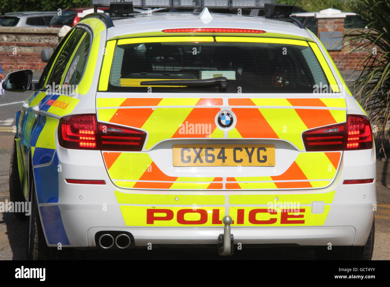 REAR VIEW OF SUSSEX POLICE BMW TRAFFIC CAR Stock Photo - Alamy