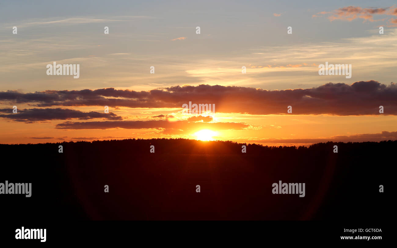 Beautiful Sunny sunset in a field in Russia Stock Photo - Alamy