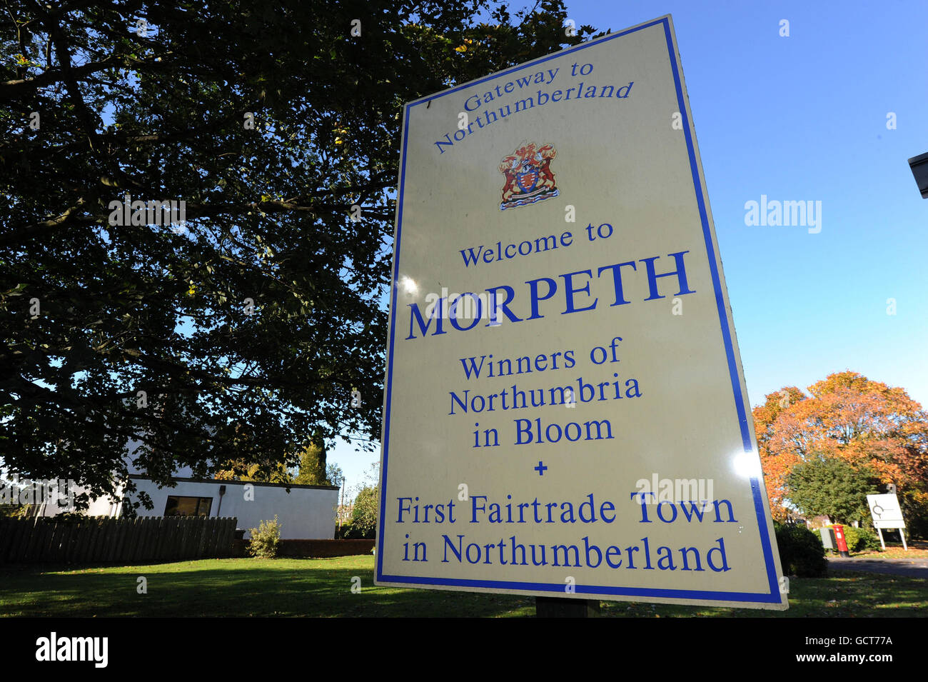 A sign in the town of Morpeth, where hundreds of people could face ...