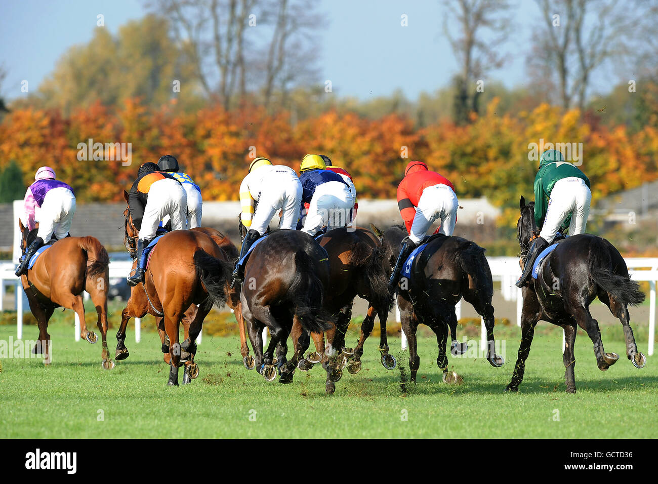 Horse racing weatherbys jump meeting kempton park hi-res stock ...