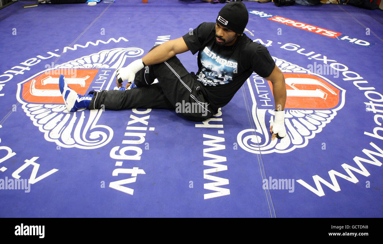 David Haye during a media work out at the Ricky Hatton Gym and Fitness ...