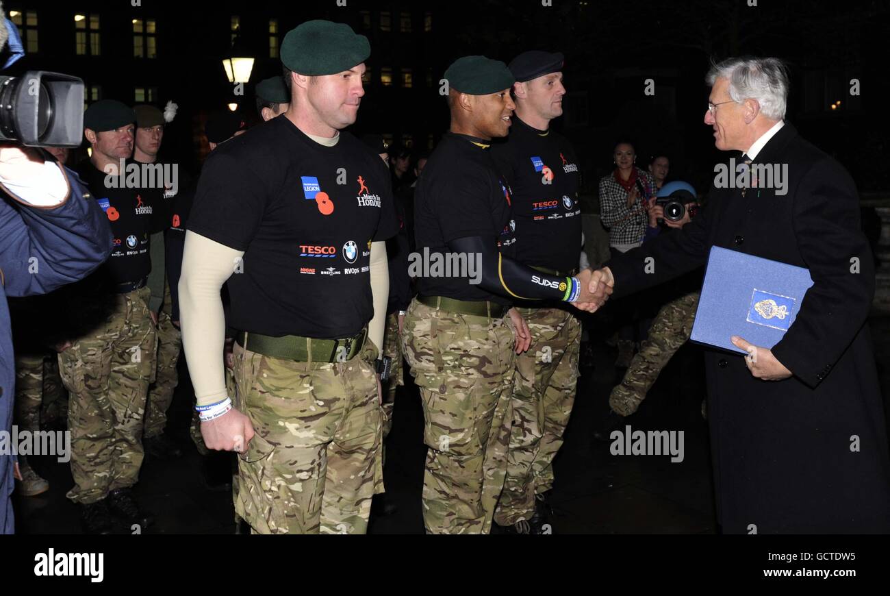 Royal Marine, Ram Pattern, shakes the hand of Lt General Sir John ...