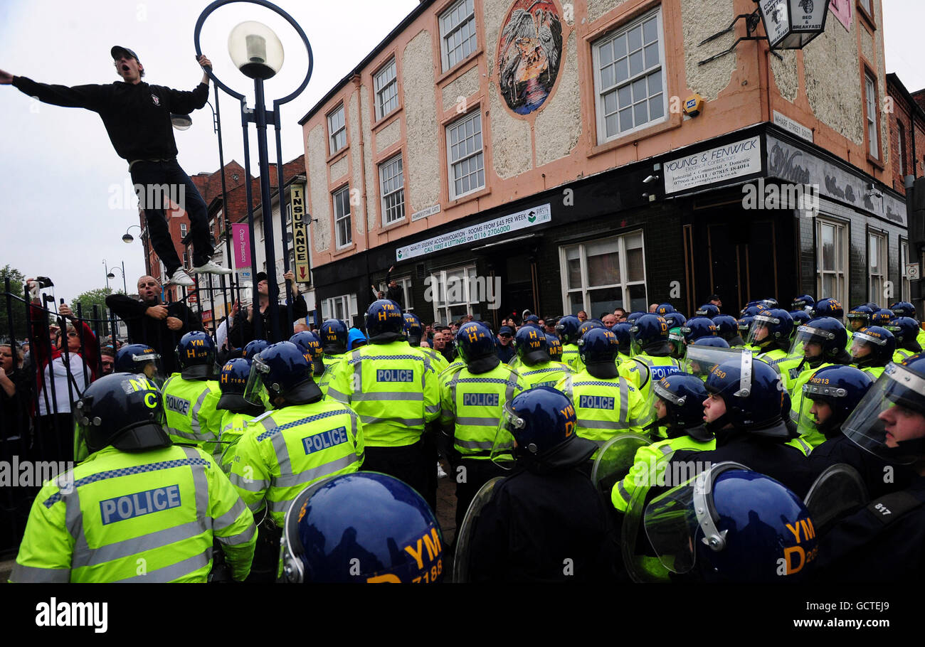 Protesters english defence league edl demonstration in leicester today ...