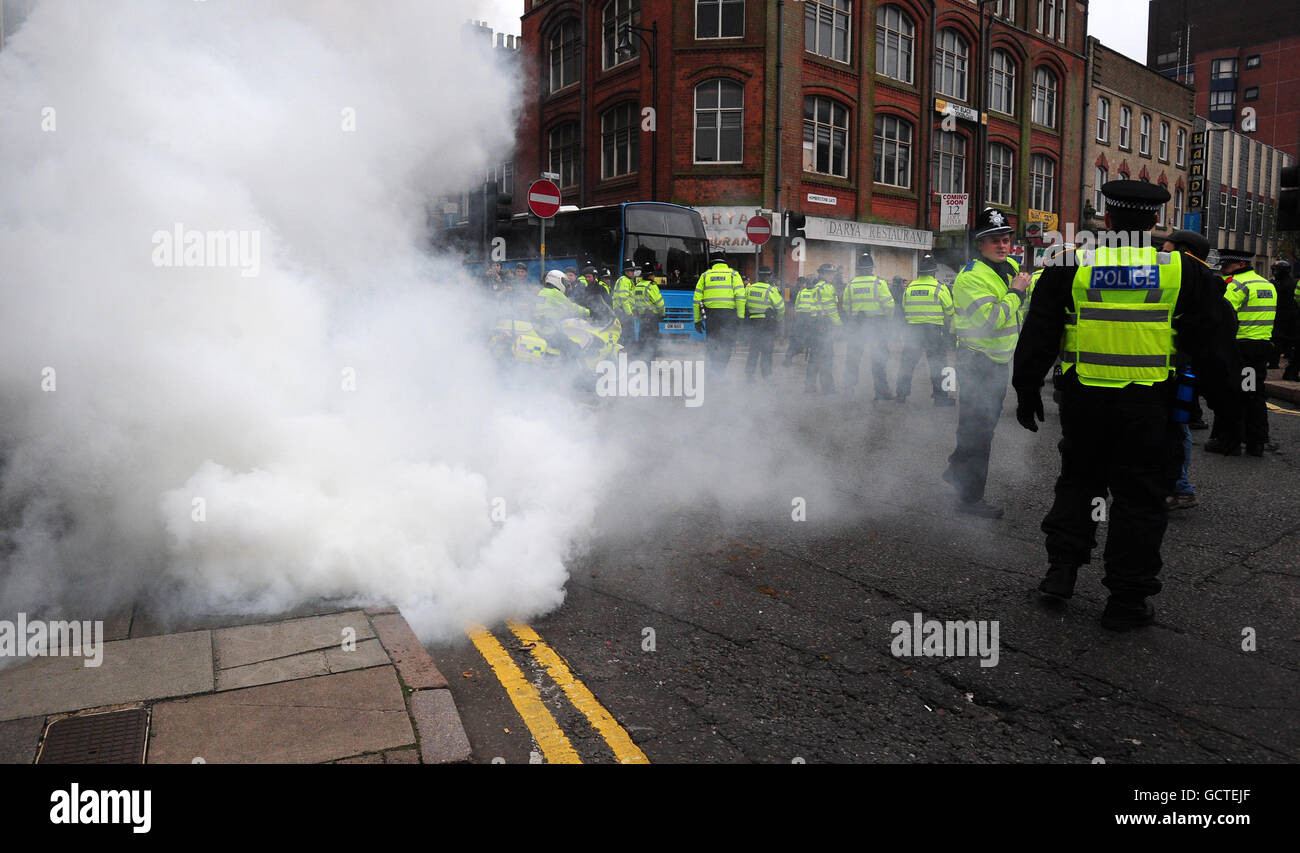 Protesters during an English Defence League (EDL) demonstration in ...