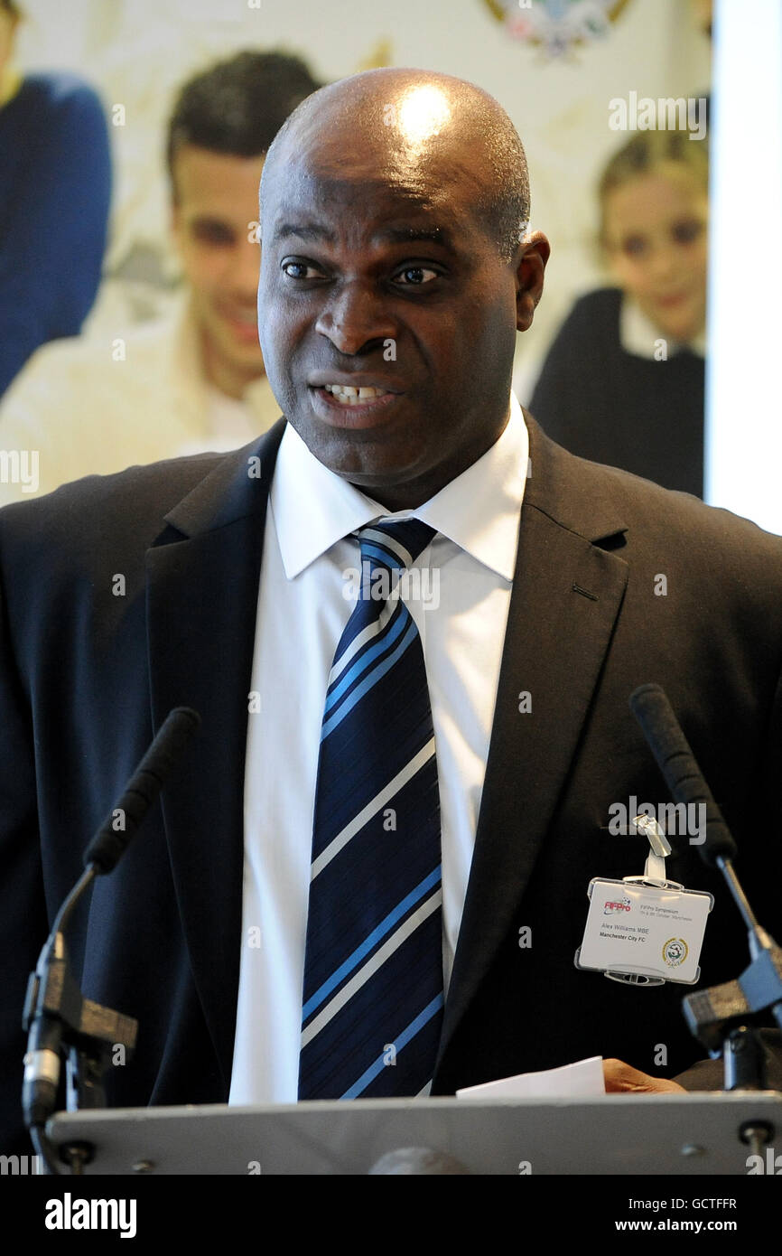 City in the Community Manager Alex Williams MBE gives a speech at the ...