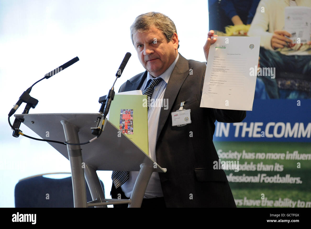 PFA Community Liasion Executive Dennis Leman gives a speech during the ...