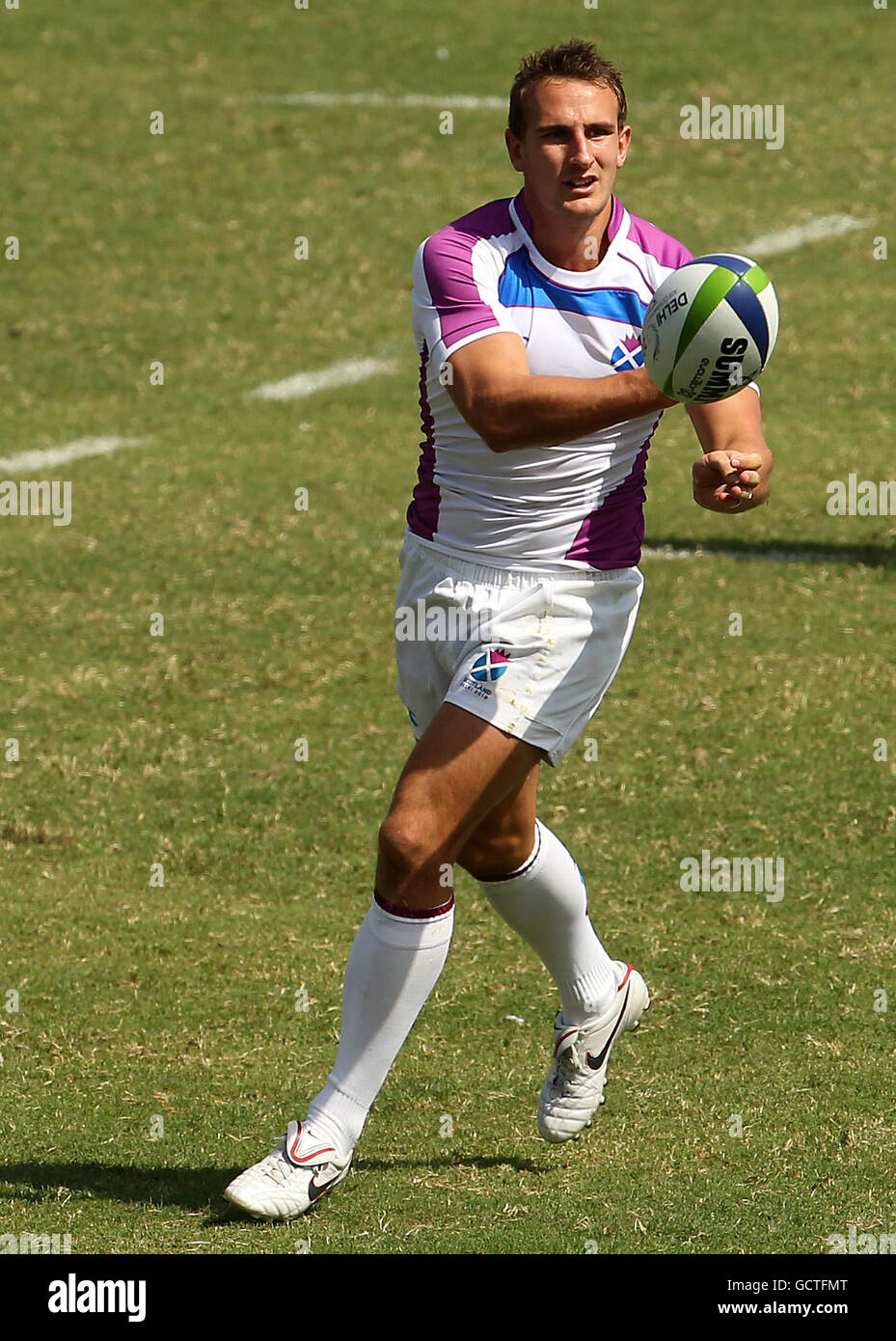 Scotland's Colin Shaw in action against Canada in the Rugby 7's round ...