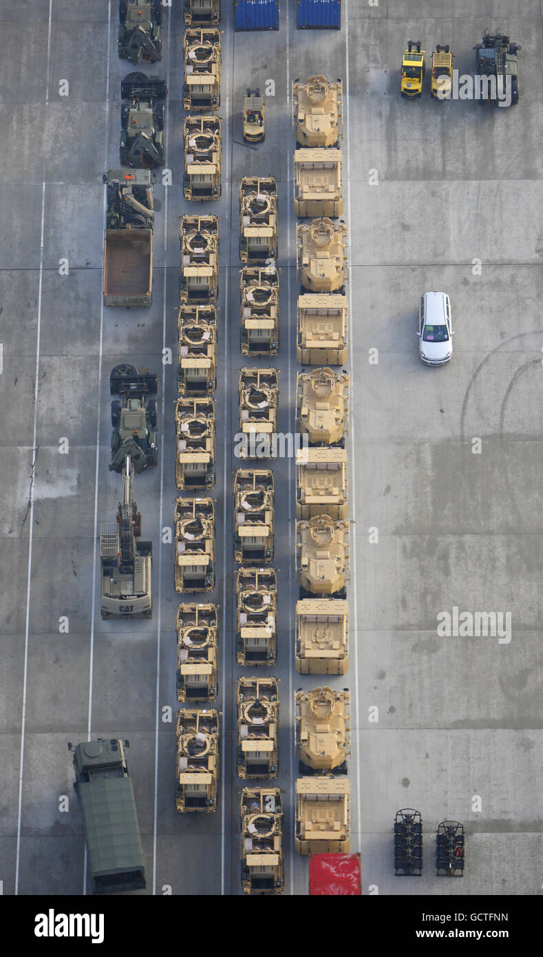 An aerial view of the Sea Mounting Centre at Marchwood Military Port ...