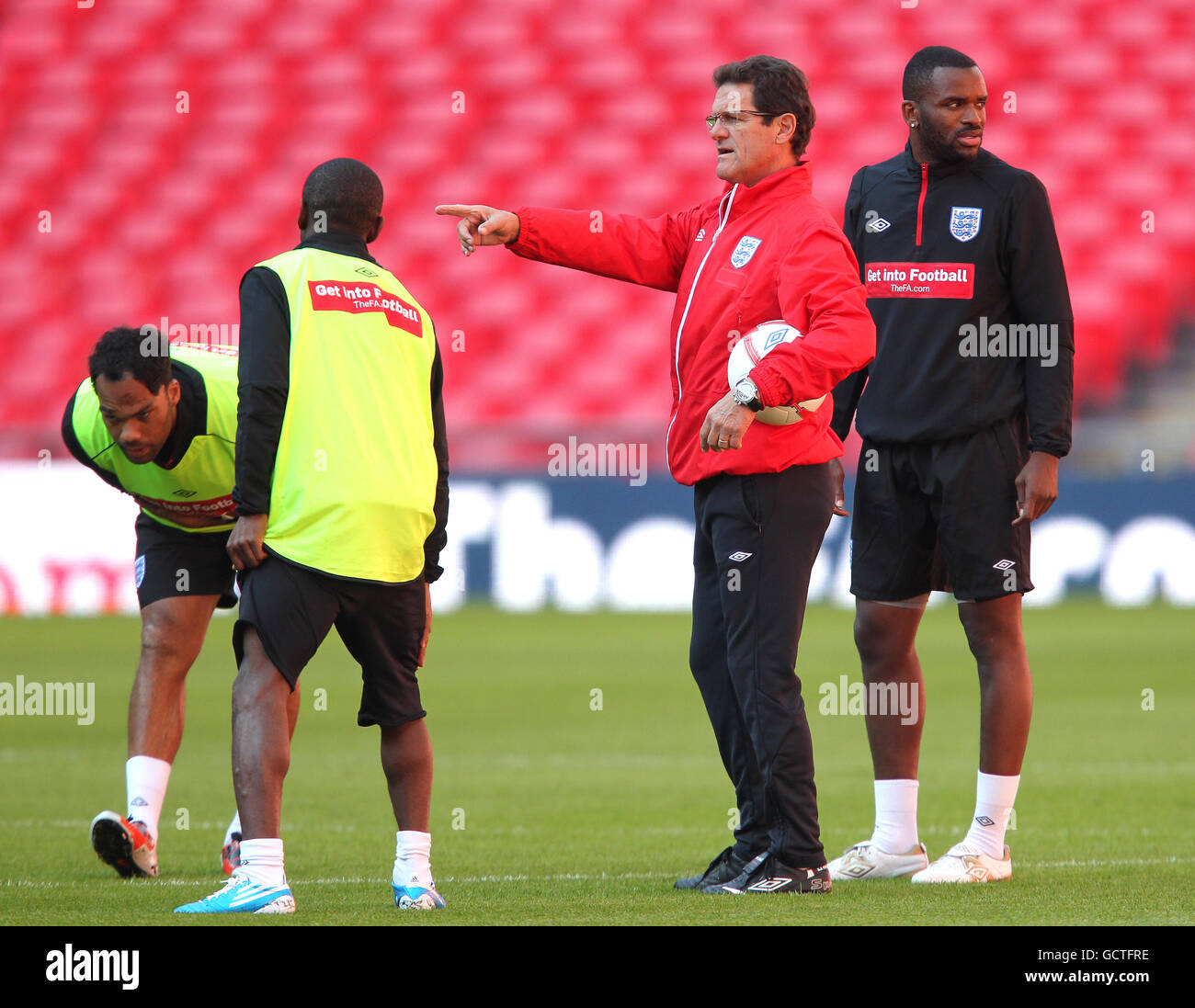 England's manager Fabio Capello at todays training session at Wembley ...