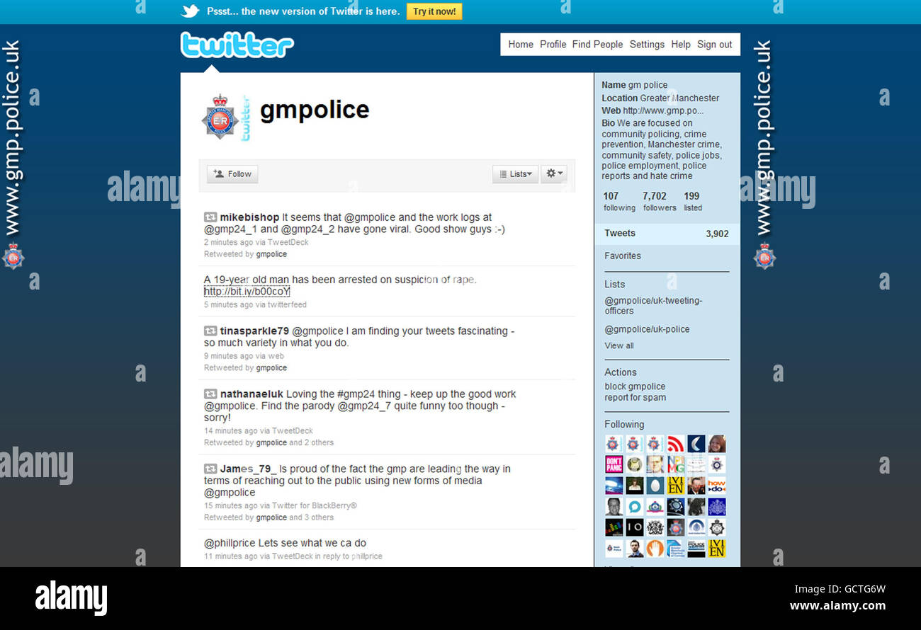 Police force to Twitter incidents Stock Photo - Alamy