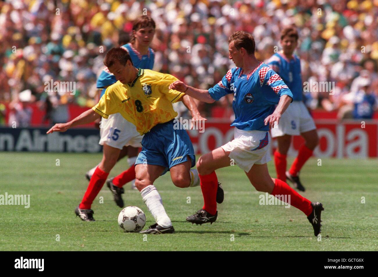 WORLD CUP SOCCER. l-r: Dunga, Brazil. Dmitri Kuznetsov, Russia Stock ...