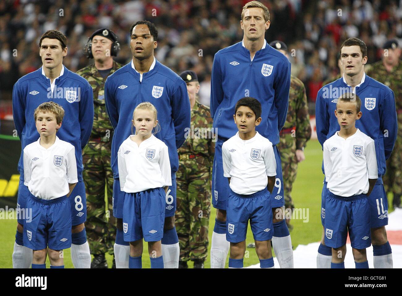 (L-R) England's Gareth Barry, Joleon Lescott, Peter Crouch and Adam ...